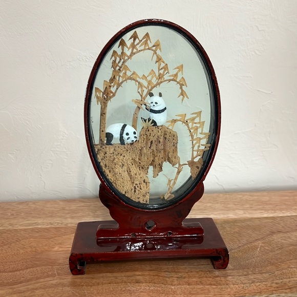 Vintage | Accents | Vintage Chinese Hand Carved Cork Oval Diorama ...